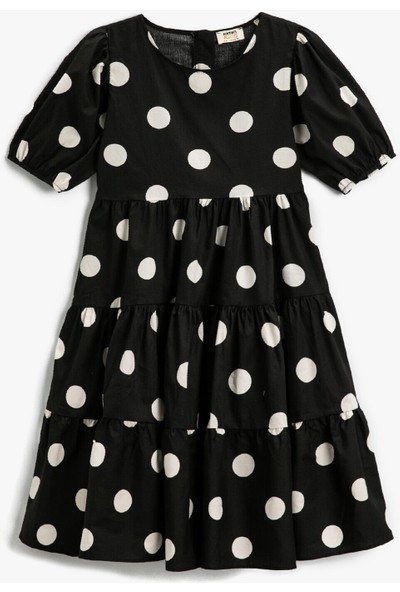 Koton Kız Çocuk Puantiyeli Balon Kollu Elbise Pamuklu
