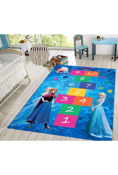 Evokids Karlar Ülkesi Seksek Mavi , Püsküllü Çocuk Halısı (100X150) Evokids Karlar Ülkesi Seksek Mavi , Püsküllü Çocuk Halısı (100X150)