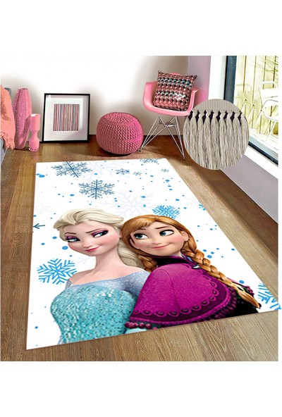 Evokids Karlar Ülkesi Elsa ve Anna Desenli , Püsküllü Çocuk Halısı (120X180) Evokids Karlar Ülkesi Elsa ve Anna Desenli , Püsküllü Çocuk Halısı (120X180)