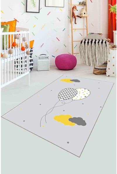 Evokids Balon Desenli , Püsküllü Çocuk Halısı (120X180) Evokids Balon Desenli , Püsküllü Çocuk Halısı (120X180)