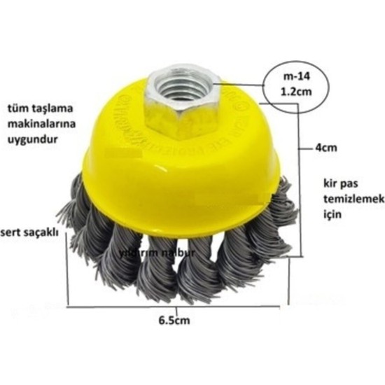 Çanak Tel Fırça Burgulu 65 mm RH22106 Fiyatı - Taksit Seçenekleri