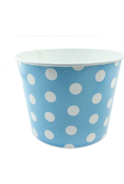 Piyop Karton Kase Puantiyeli Mavi 16 cm x 12.5 cm - 8 Adet