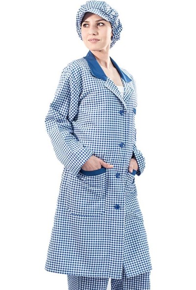 Şensel, Kadın Önlük, Mavi-Beyaz, Pötükare -94E243- İş Önlüğü