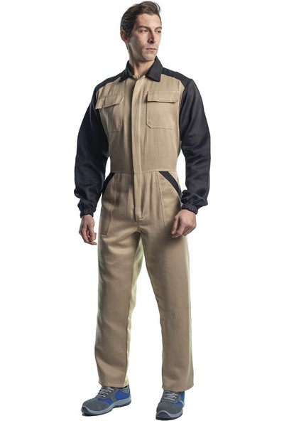 Şensel, İş Tulumu-Eko.-, Bej-Siyah -55E813- İş Elbisesi-Üniforma Şensel, İş Tulumu-Eko.-, Bej-Siyah -55E813- İş Elbisesi-Üniforma