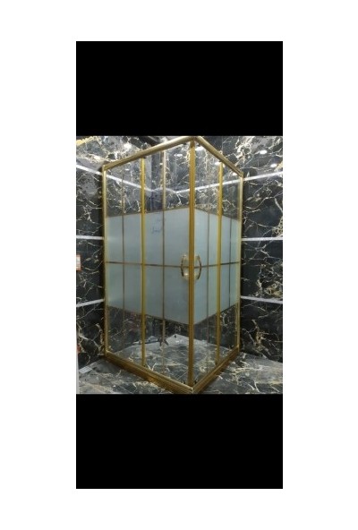 Özel Duş Özelduş 90*90 cm Gold Profil Gold Çizgili Kumlu Desen 5 mm Cam Özel Duş Özelduş 90*90 cm Gold Profil Gold Çizgili Kumlu Desen 5 mm Cam