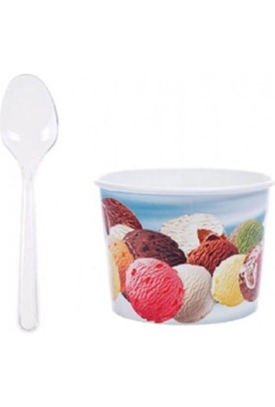 Piyop Karton Dondurma Kase 100 cc ve Dondurma Kaşık Seti