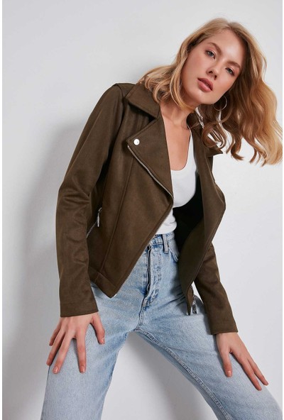 Vitrin K. Yaka Suni Süet Biker Ceket