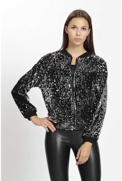 Vitrin Kadife Üzeri Pullu Bomber Ceket