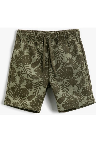 Koton Erkek Çocuk Yaprak Baskılı Şort Beli Bağcıklı