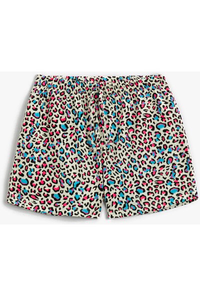 Koton Leopar Desenli Şort Pamuklu Beli Bağcıklı Koton Leopar Desenli Şort Pamuklu Beli Bağcıklı