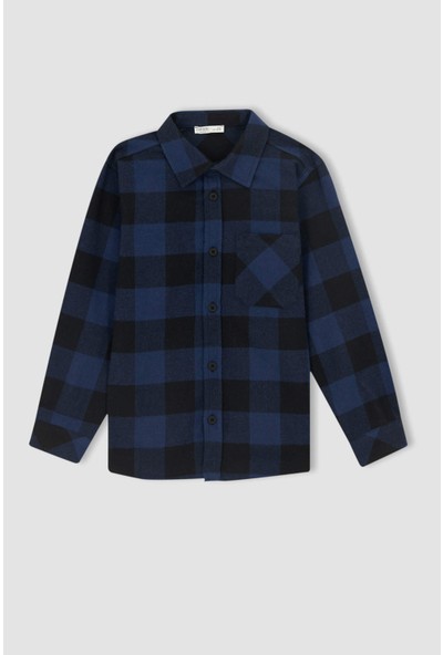 DeFacto Erkek Çocuk Regular Fit  Kareli Uzun Kollu Flanel Oduncu Gömlek W3227A622SP
