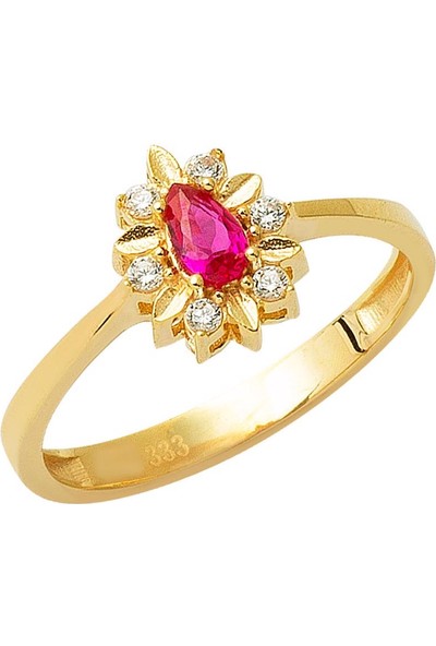 Bilezikci Fuchsia Damla Taşlı Altın Yüzük