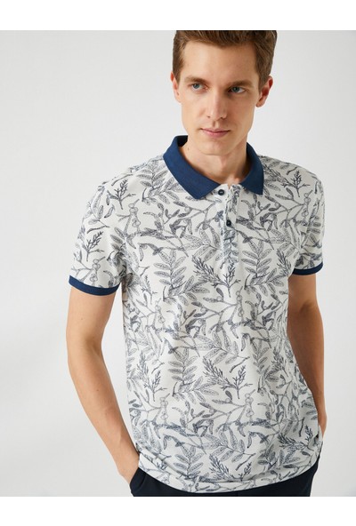 Koton Yaprak Desenli Polo Yaka Tişört