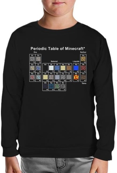 Minecraft - Periodic Table Siyah Çocuk Sweatshirt Minecraft - Periodic Table Siyah Çocuk Sweatshirt