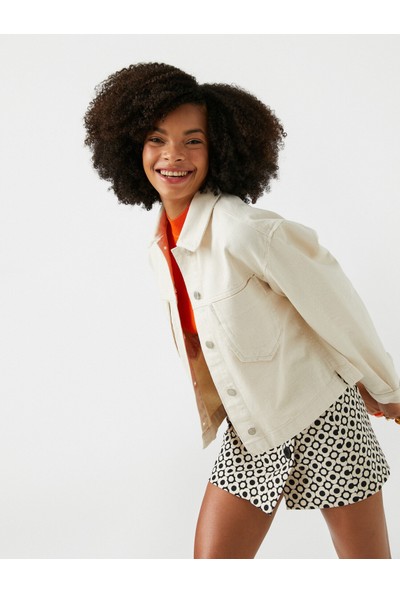 Koton Katlı Yaka Düğmeli Kot Ceket