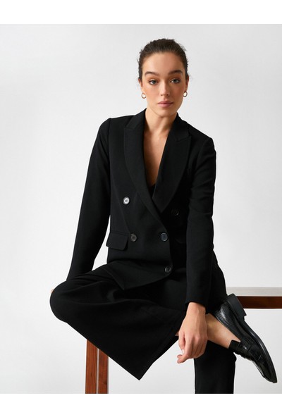 Koton Kruvaze Düğmeli Katlı Yaka Blazer Ceket