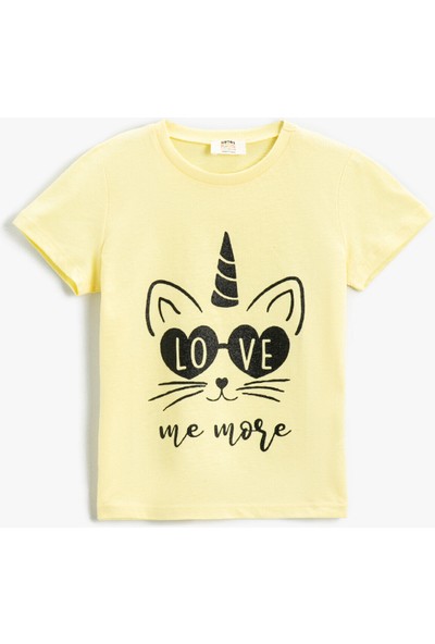 Koton Bisiklet Yaka Normal Kalıp Baskılı Sarı Kız Çocuk T-Shirt - 2YKG17247OK Koton Bisiklet Yaka Normal Kalıp Baskılı Sarı Kız Çocuk T-Shirt - 2YKG17247OK