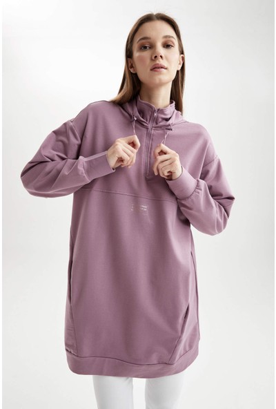 DeFacto Regular Fit Kapüşonlu Cepli Sweatshirt Tunik W8746AZ22SP