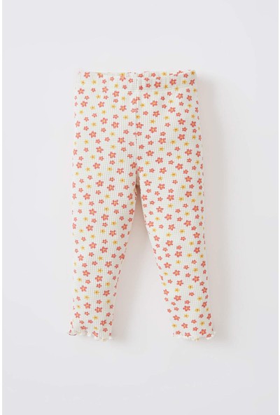 DeFacto Kız Bebek Esnek Belli Desenli Waffle Dokulu Tayt X1656A222SP DeFacto Kız Bebek Esnek Belli Desenli Waffle Dokulu Tayt X1656A222SP