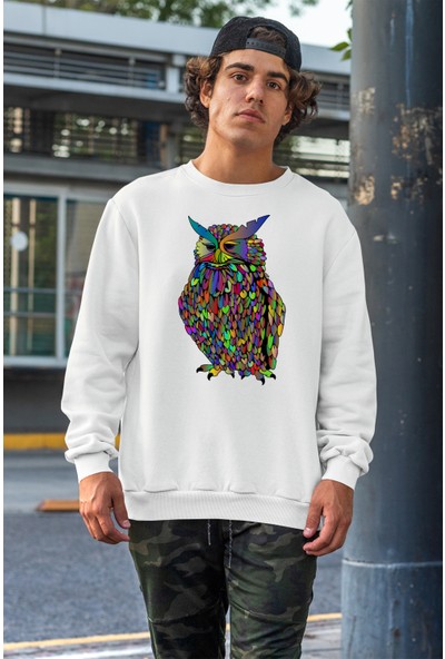 Maymuun Design Unisex Renkli Baykuş Baskılı Sweatshirt Maymuun Design Unisex Renkli Baykuş Baskılı Sweatshirt