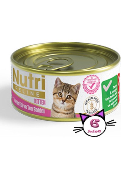 Nutri Feline Tahılsız Tavuk Etli&ton Balıklı 85GR Yavru Yaş 6 Adet Nutri Feline Tahılsız Tavuk Etli&ton Balıklı 85GR Yavru Yaş 6 Adet