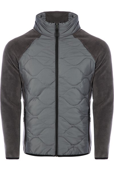 Ghassy Co. Erkek Yalıtımlı Hibrit Yürüyüş Hafif Sog Desen Şişme Tam Fermuarlı Polar Ceket