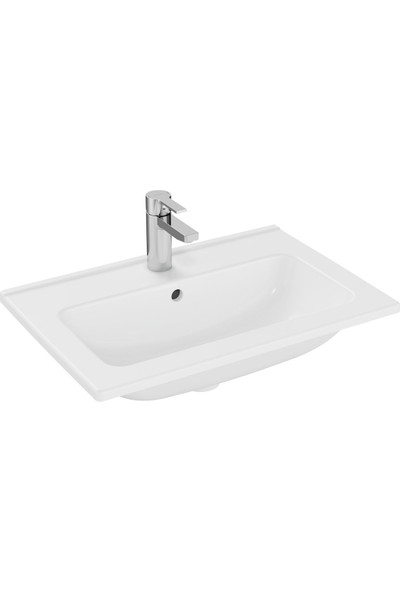VitrA Mia 7461L003-0002 Etajerli Lavabo, 60 cm, Beyaz VitrA Mia 7461L003-0002 Etajerli Lavabo, 60 cm, Beyaz