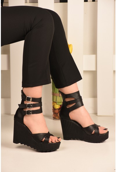 Kadın Bilek Tokalı Dolgu Topuk Ayakkabı WSB0028 Kadın Bilek Tokalı Dolgu Topuk Ayakkabı WSB0028