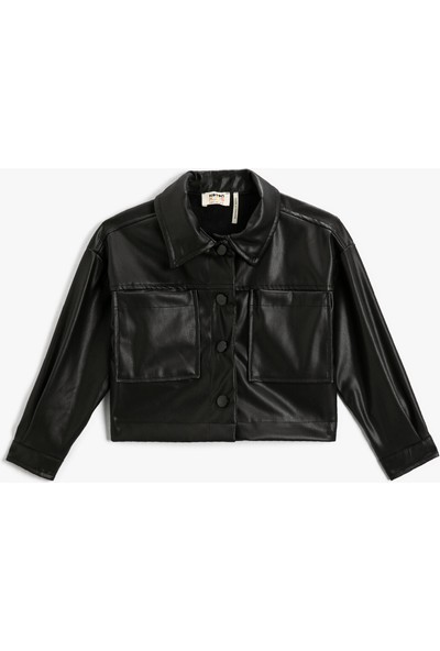 Koton Gömlek Yaka Suni Deri Ceket