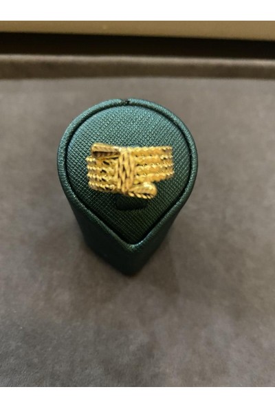 Şevik Takı Tasarım 22 Ayar Sıralı Burma Yüzük Dört Sıralı