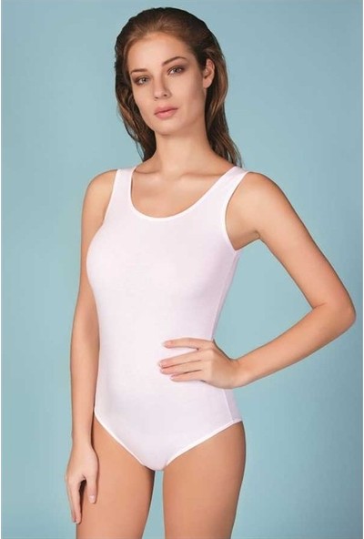 Berrak 2083  kadın Beyaz Geniş Askılı Çıtçıtlı Body 3'lü Paket