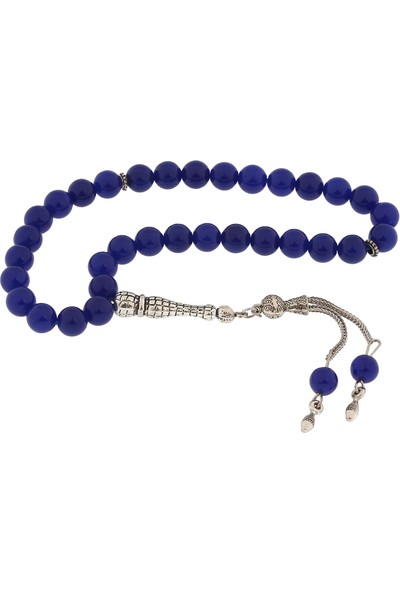 Gumush doğaltaş Metal Püsküllü Mavi Yeşim Taşı Tesbih Gumush doğaltaş Metal Püsküllü Mavi Yeşim Taşı Tesbih