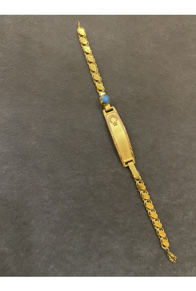 Şevik Takı Tasarım 8 Ayar Ay Yıldızlı Çocuk Bebek Künyesi