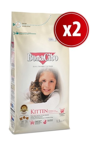 Xnews Bonacibo Kitten Tavuklu Yavru Kedi Maması 1,5 kg x 2 Adet-Zoo Xnews Bonacibo Kitten Tavuklu Yavru Kedi Maması 1,5 kg x 2 Adet-Zoo