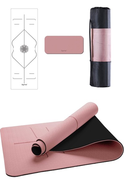 Gymo Hizalamalı 6mm Tpe Yoga Matı Pilates Minderi +Diz Dirsek Koruyucu Mat