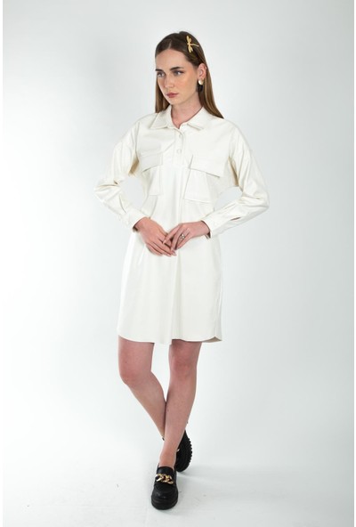 Oynoo Fashion Kısa Deri Elbise