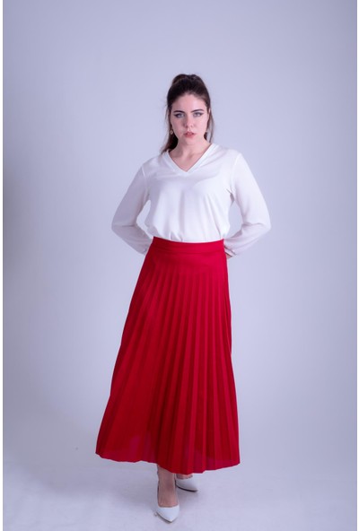 Oynoo Fashion Kırmızı Pileli Etek