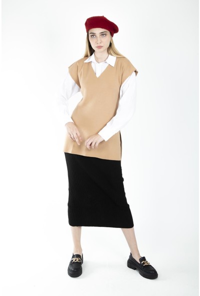 Oynoo Fashion Siyah Triko Etek