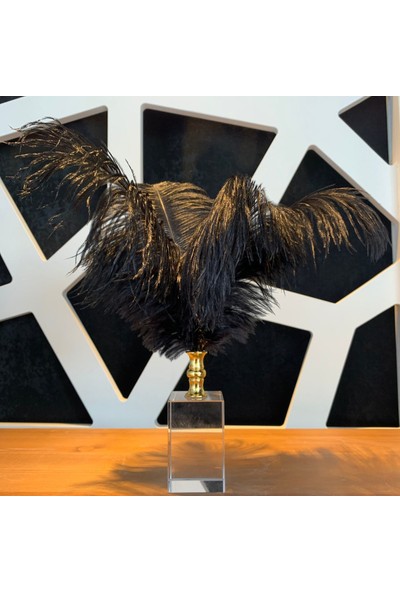 2Adam1Dekor Kristal Kaideli Devekuşu Tüy Siyah