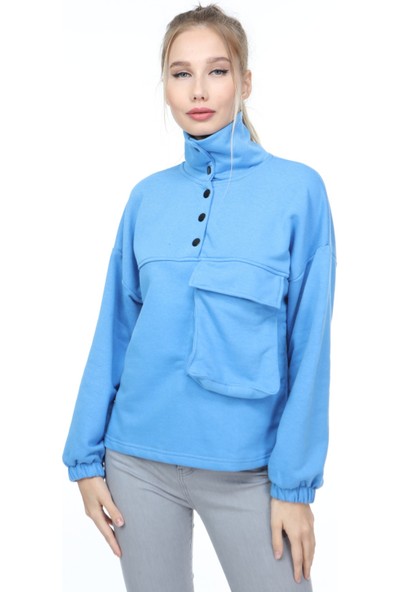 Mavi Polo Yaka Sweatshirt
