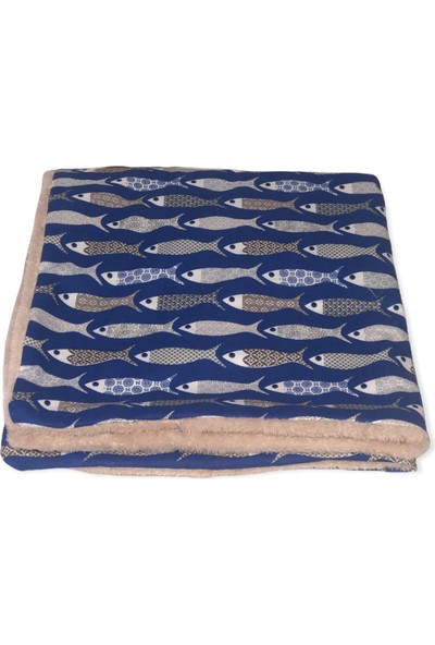 Pawtaıl Yumuşak Sarı Balık Desenli Köpek ve Kedi Battaniyesi