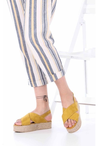 7erbilden Coix Hardal Süet Dolgu Topuk Sandalet 7erbilden Coix Hardal Süet Dolgu Topuk Sandalet