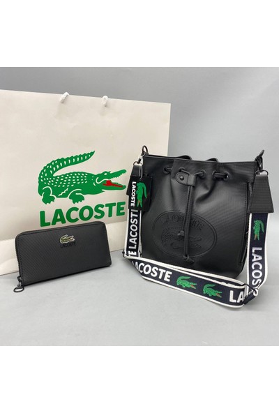 Tales Butik Kadın Siyah Omuz Çapraz Askılı Ağzı Büzgülü Çanta ( Cüzdan Hediyeli )