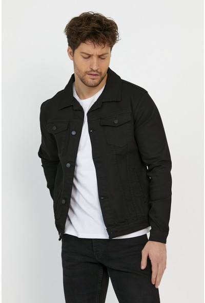 Y&g Jeans Erkek Siyah Renk Slim Fit Kot Ceket