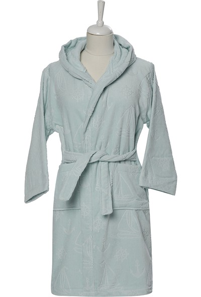 Özdilek Boy Marine Kapüşonlu Kadife Çocuk Bornozu 7/8 Yaş