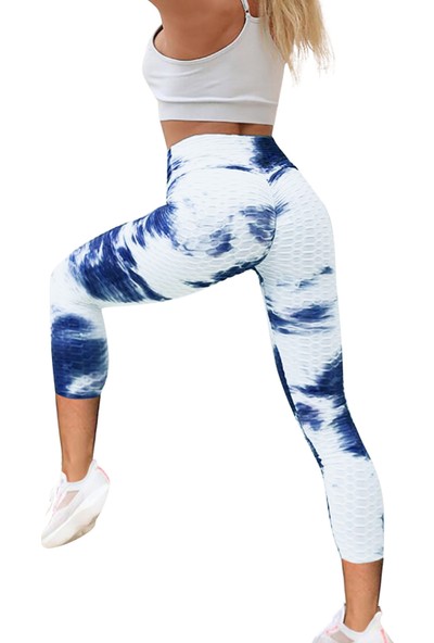 QQiWei Kadın Tie-Boya Nefes Kalça Kaldırma Egzersiz Balonu Yoga Dokuzuncu Pantolon (Yurt Dışından)