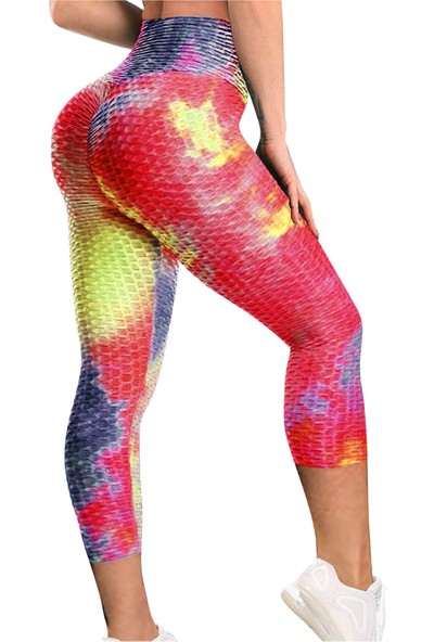 QQiWei Kadın Tie-Boya Nefes Kalça Kaldırma Egzersiz Balonu Yoga Dokuzuncu Pantolon (Yurt Dışından)