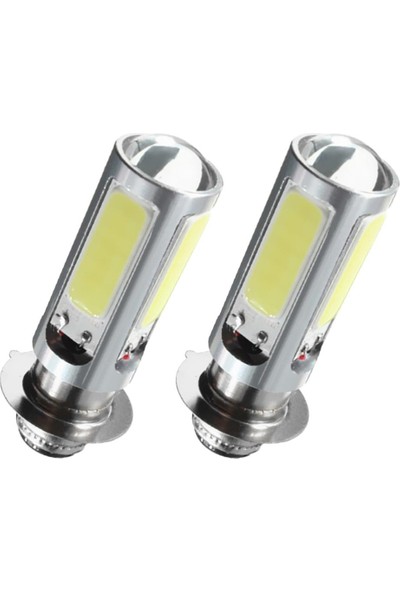 2 Adet H6M PX15D Cob LED Motosiklet Far Sis Işık Ampüller 6000 K Beyaz