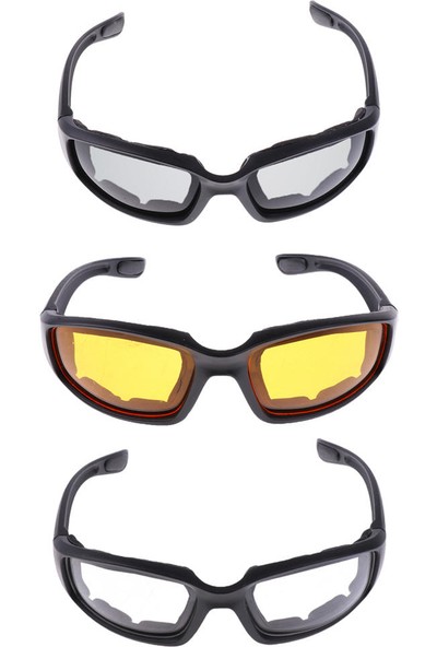 Sharplace 3x (Duman + Clear + Sarı) Motosiklet Toz Geçirmez Sürme Gözlükleri