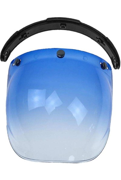 Klasik Motosiklet Kask Vizör Kabarcık Kalkanı 3-Snap Motosiklet Kaskları Için Açık Mavi Klasik Motosiklet Kask Vizör Kabarcık Kalkanı 3-Snap Motosiklet Kaskları Için Açık Mavi